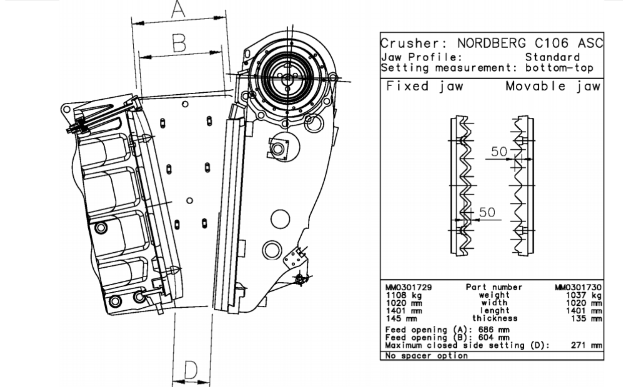 Костюм для челюсти для Metso Nordberg C106 Jaw Crusher Care Charge от китайского производителя ...